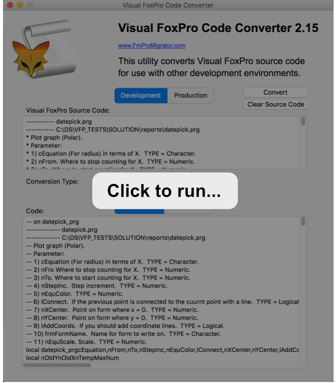 Visual FoxPro Code Converter Demo